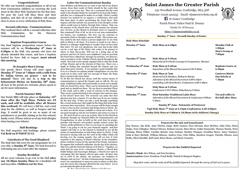 Parish bulletin for 1 June 2025 - St James the Greater Parish Church in ...