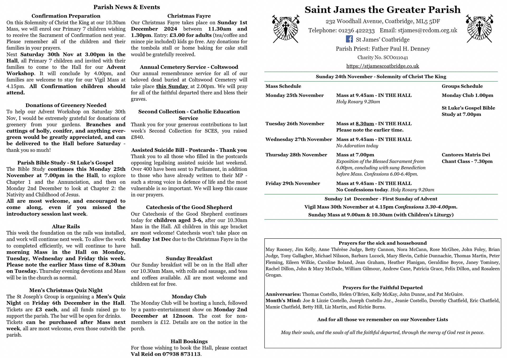 Parish bulletin for 24 November - St James the Greater Parish Church in ...