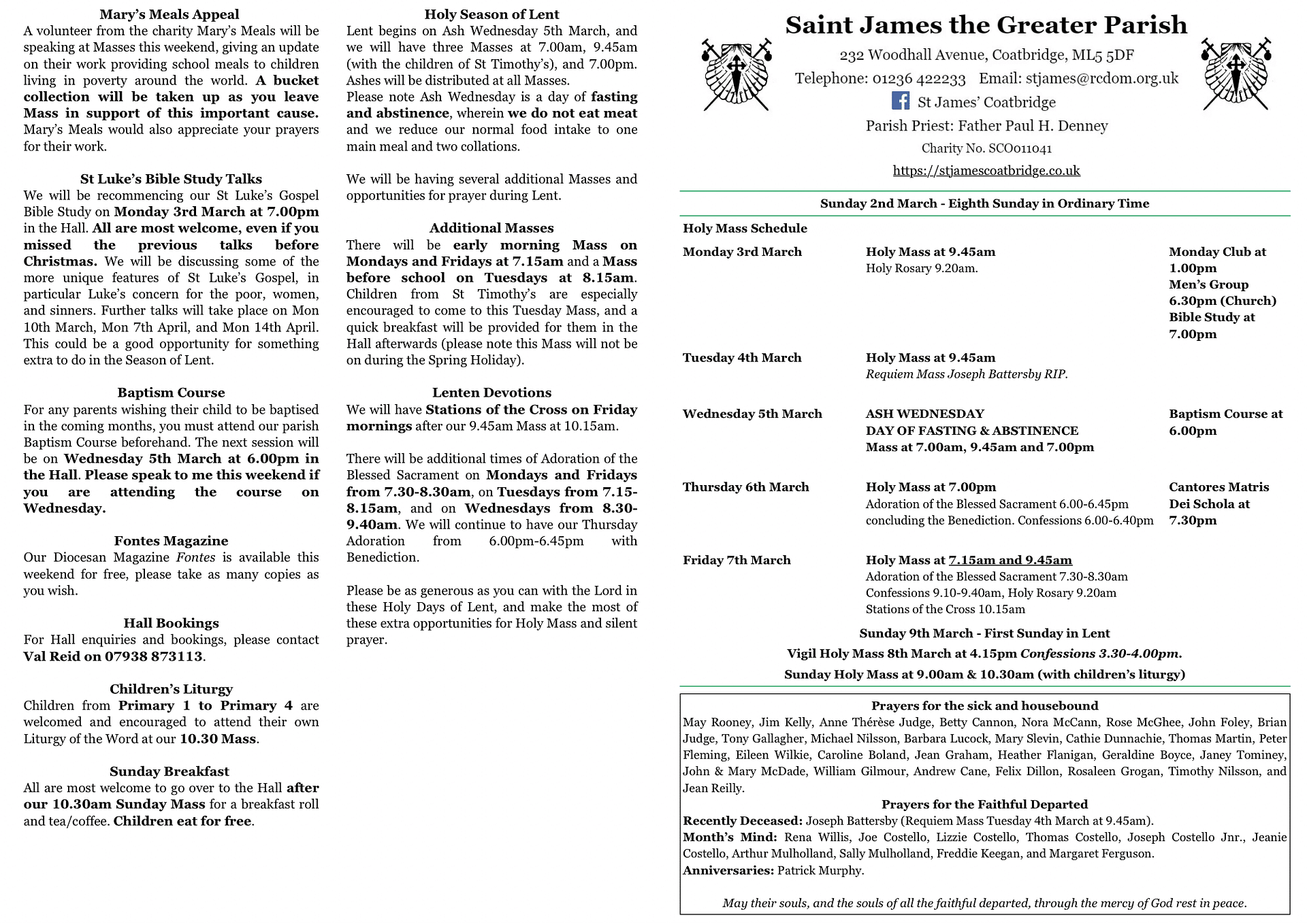 Parish bulletin for 2 March - St James the Greater Parish Church in ...