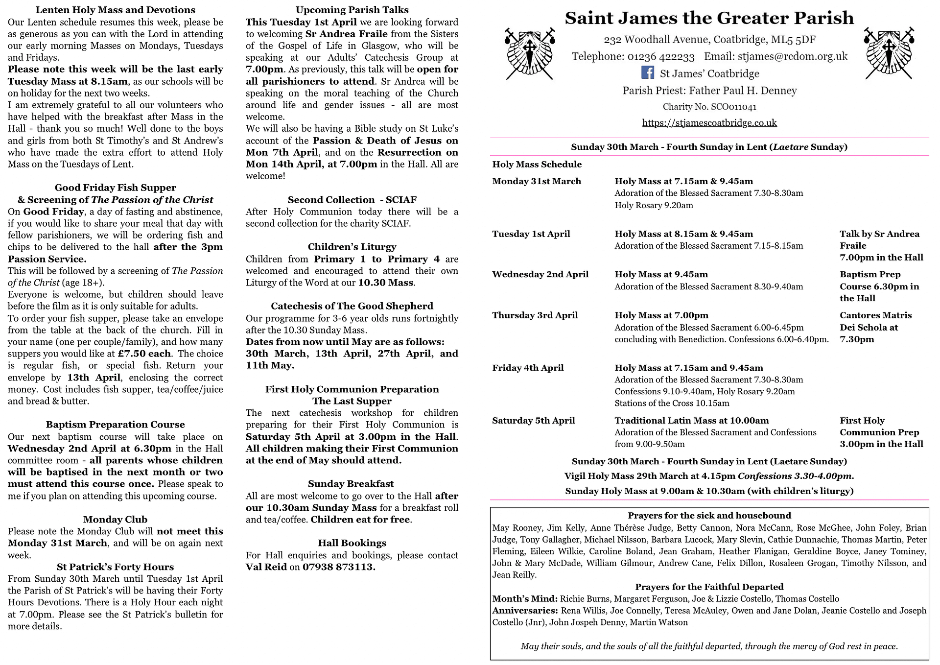 Parish bulletin for 30 March - St James the Greater Parish Church in ...