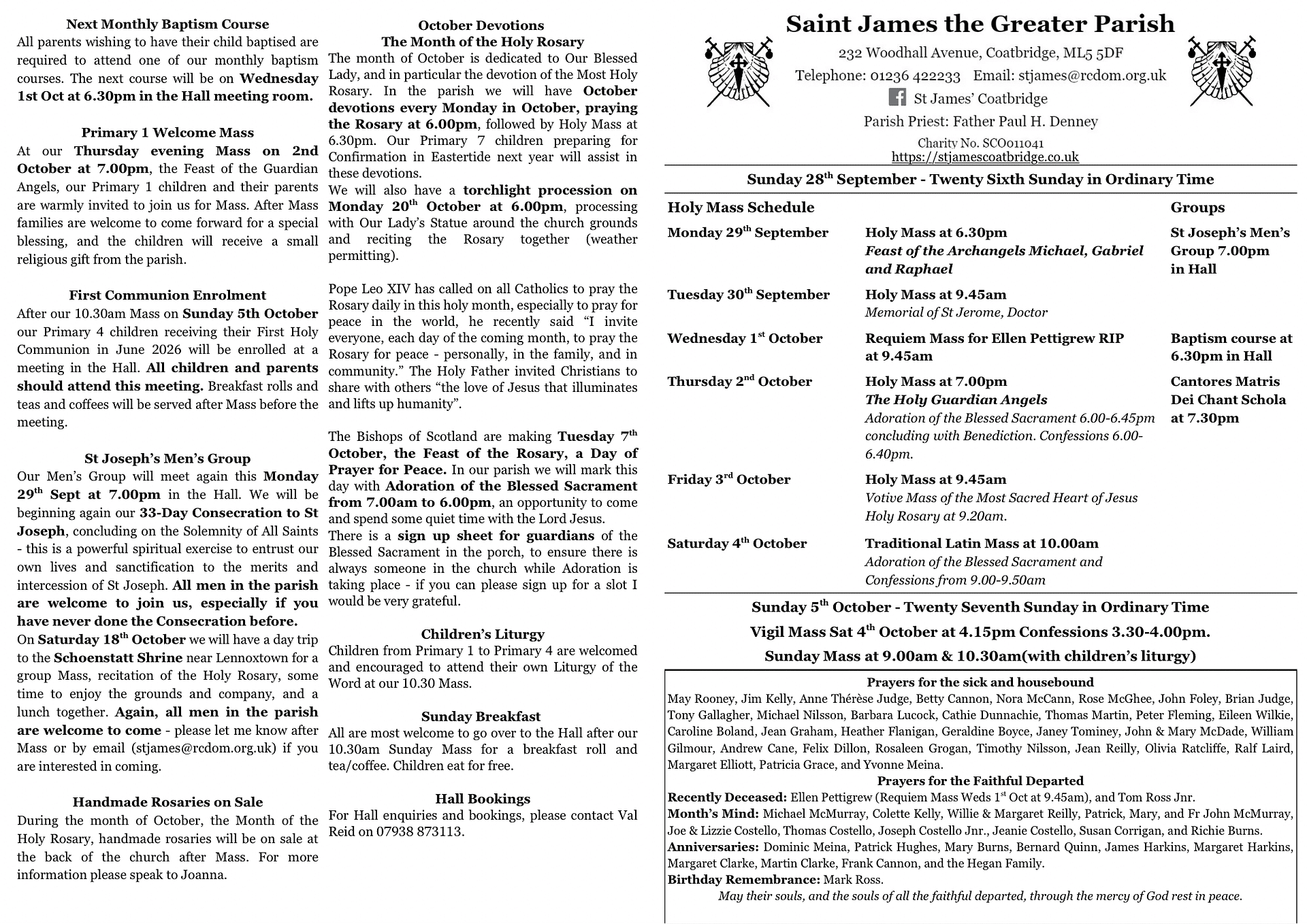 Parish bulletin for 28 September 2025 - St James the Greater Parish ...