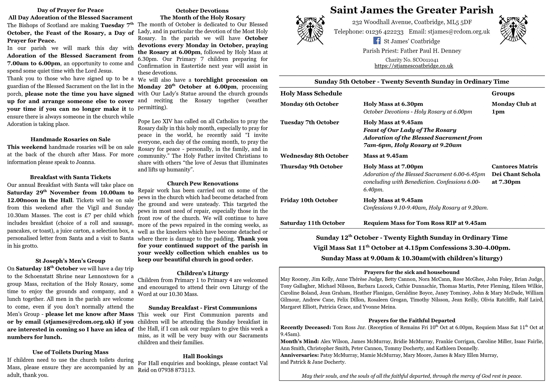 Parish bulletin for 5 October 2025 - St James the Greater Parish Church ...