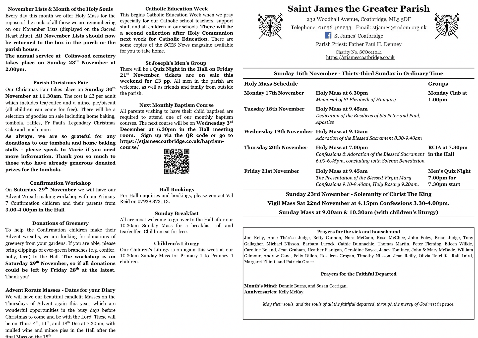 Parish bulletin 16th November 2025 - St James the Greater Parish Church ...